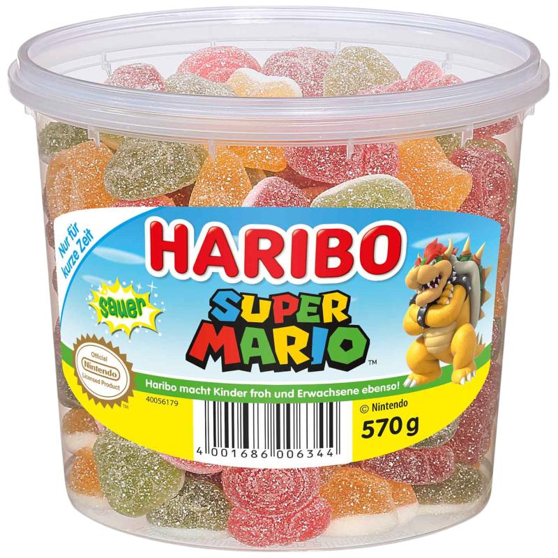 Haribo Super Mario - Sauer - 570g - Slik Spand | Køb Mario slik her